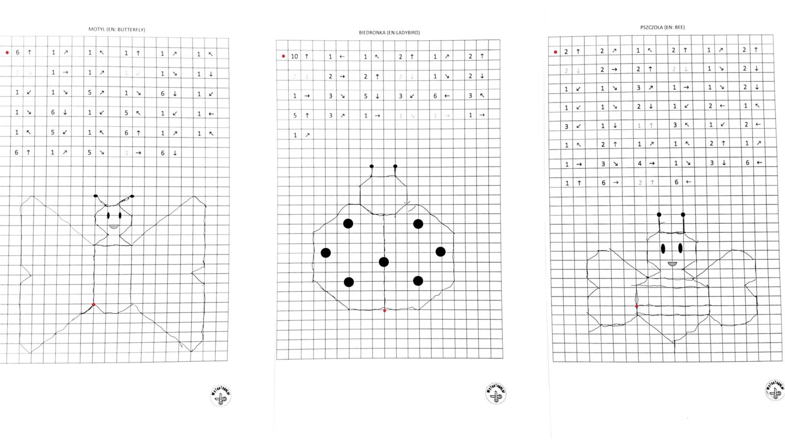 Coded images of forest animals – drawing by arrows - WyTenTeguj