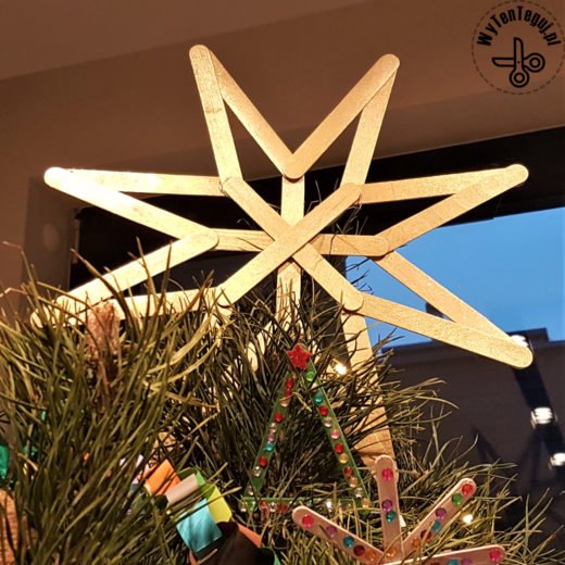 Popsicle sticks star tree topper - WyTenTeguj - Christmas DIY
