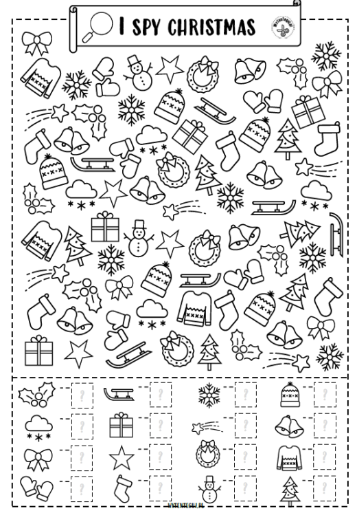 Christmas activities for kids - crossword puzzle and I spy Christmas 🔎